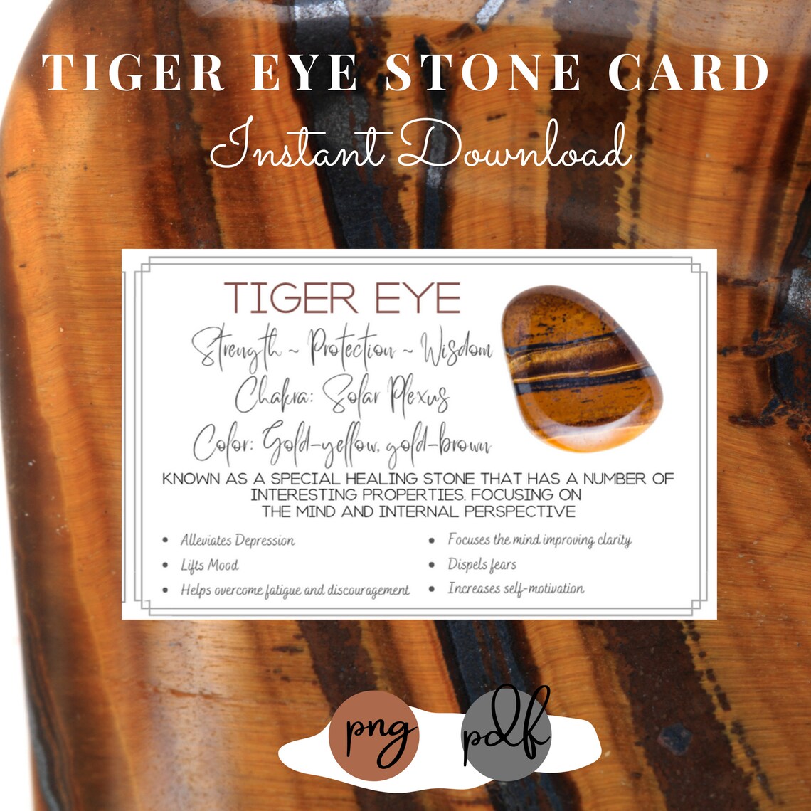 Tiger Eye Stone Meaning Cards: Healing Properties (PNG, PDF) - Etsy