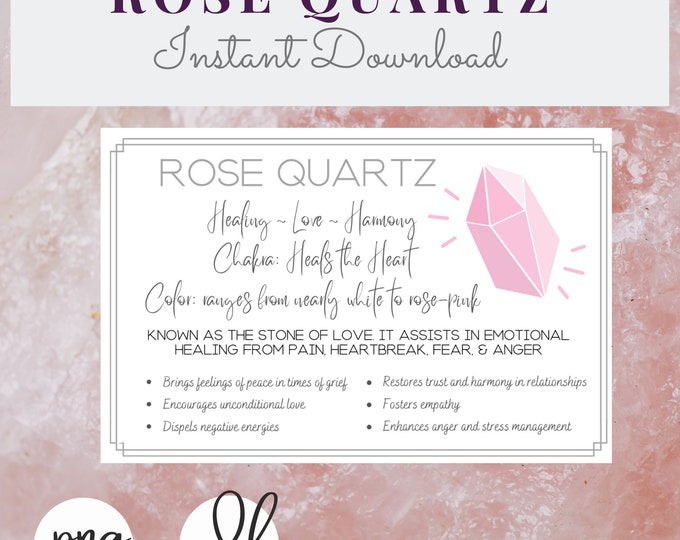 Rose Quartz Printable Cards - Meaning - Properties - Benefits ...
