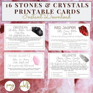 16 Crystal and Stone Printable Cards Crystal & Stone Meaning Properties ...