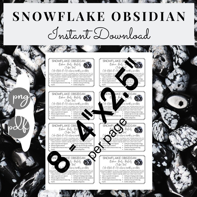 Snowflake Obsidian & Red Carnelian Stone Meaning Cards (digital ...