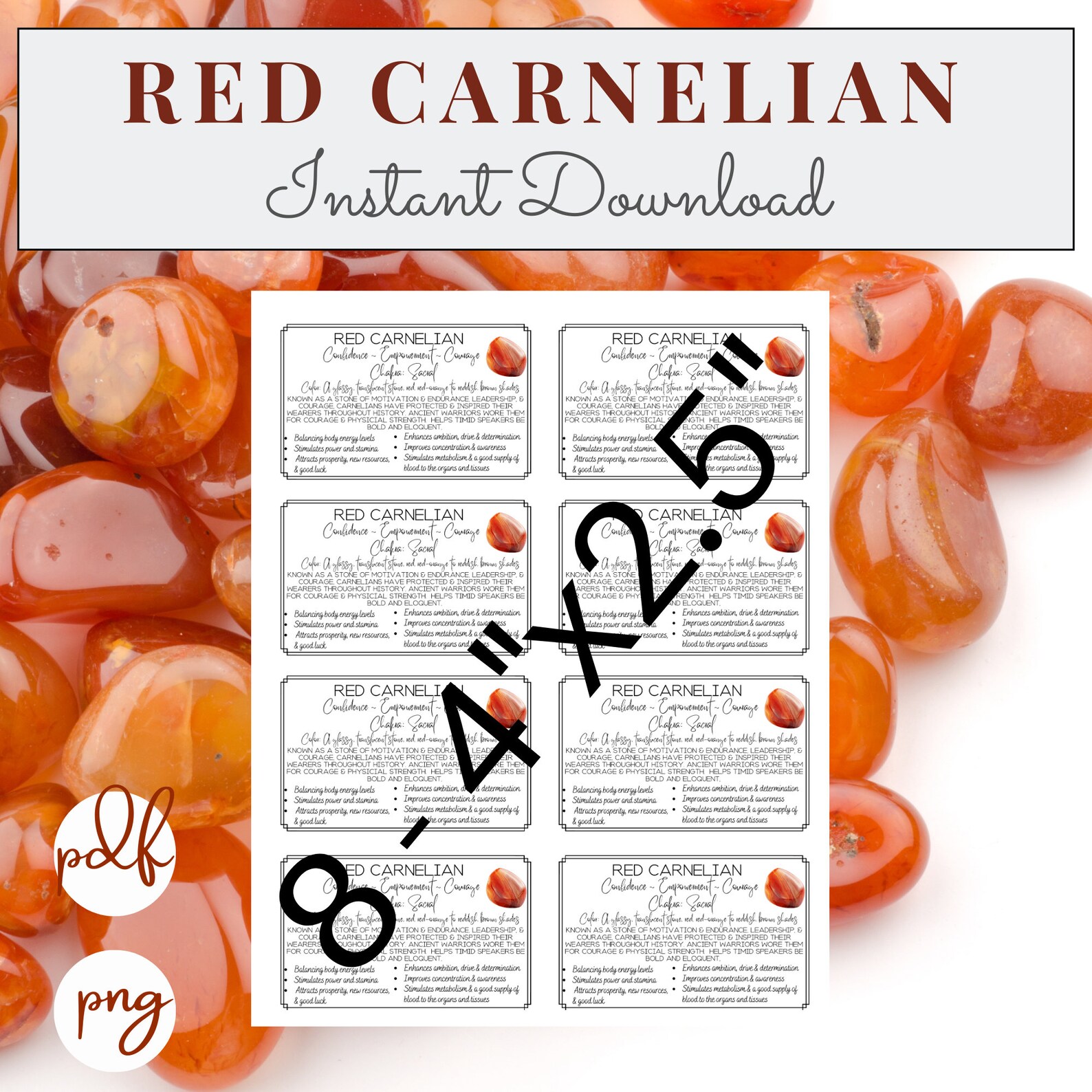 Snowflake Obsidian & Red Carnelian Stone Meaning Cards (digital ...