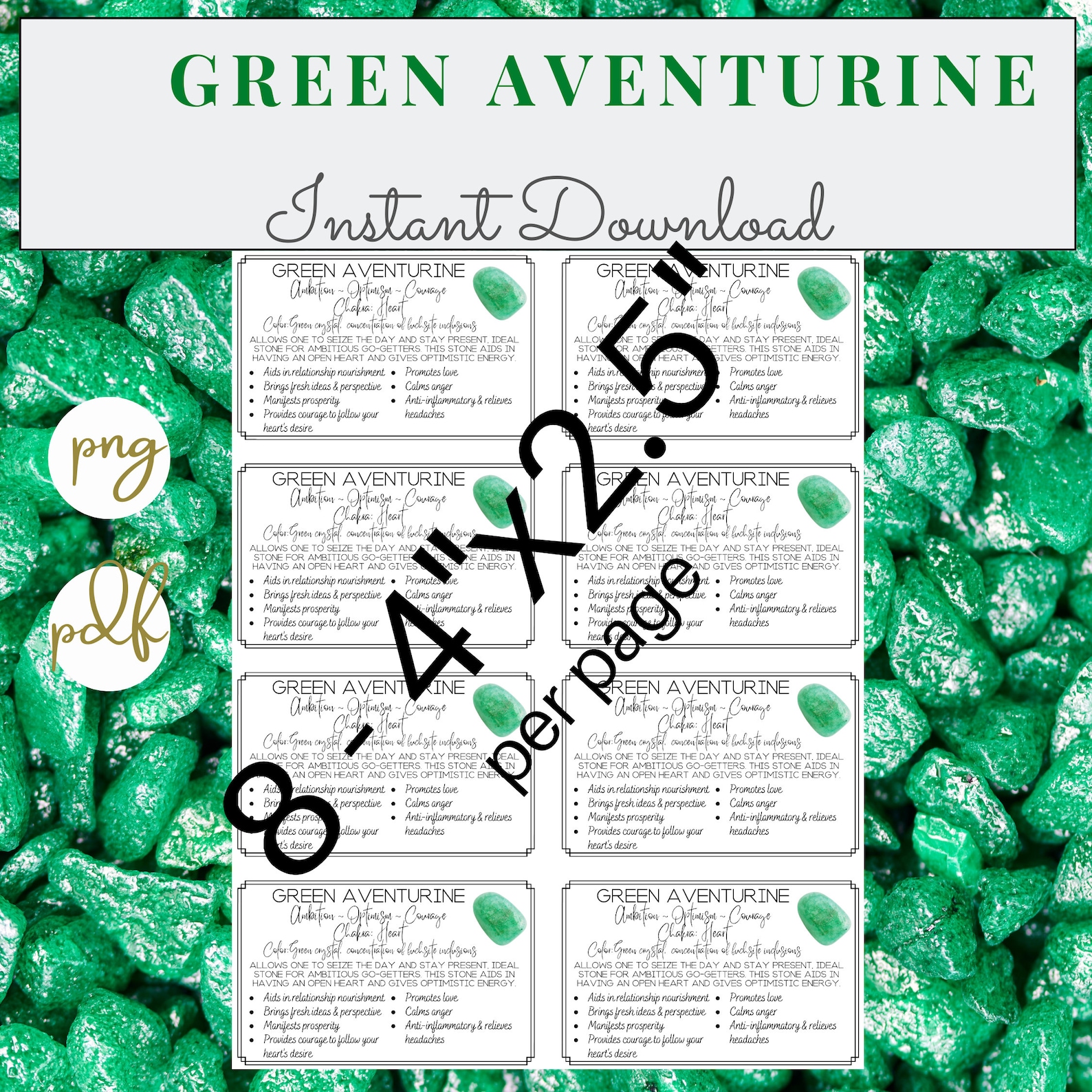 Green Aventurine Printable Cards - Crystal & Stone Meaning - Properties ...