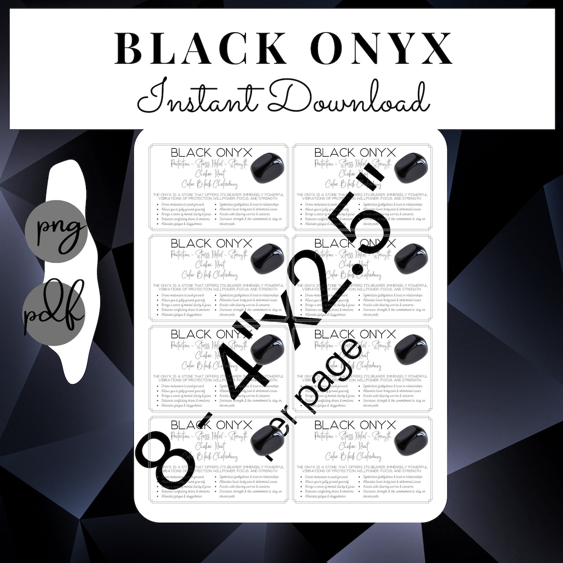 BLACK ONYX Stone ~ Printable Cards ~ Crystal & Stone Meaning ...