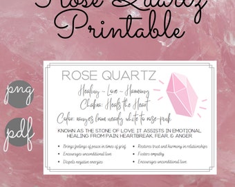 Clear Quartz Printable Cards Stone Meaning Properties | Etsy