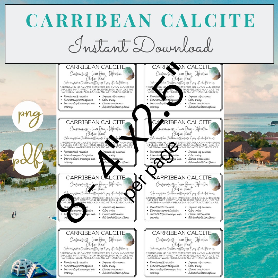 CARRIBEAN CALCITE Stone Printable Cards ~ Crystal & Stone Meaning ...