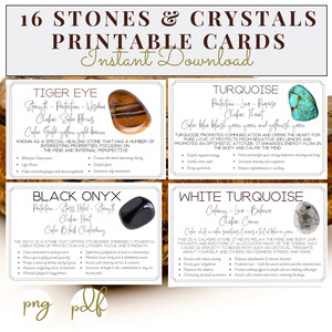 16 Crystal and Stone Printable Cards Crystal & Stone Meaning Properties ...