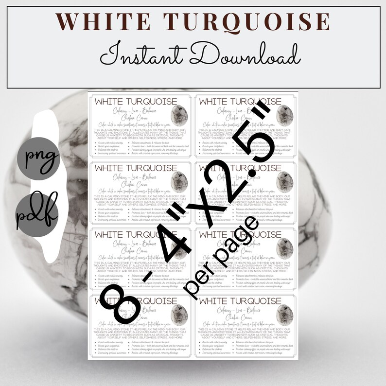 White Turquoise Stone Printable Cards ~ Crystal & Stone Meaning ...