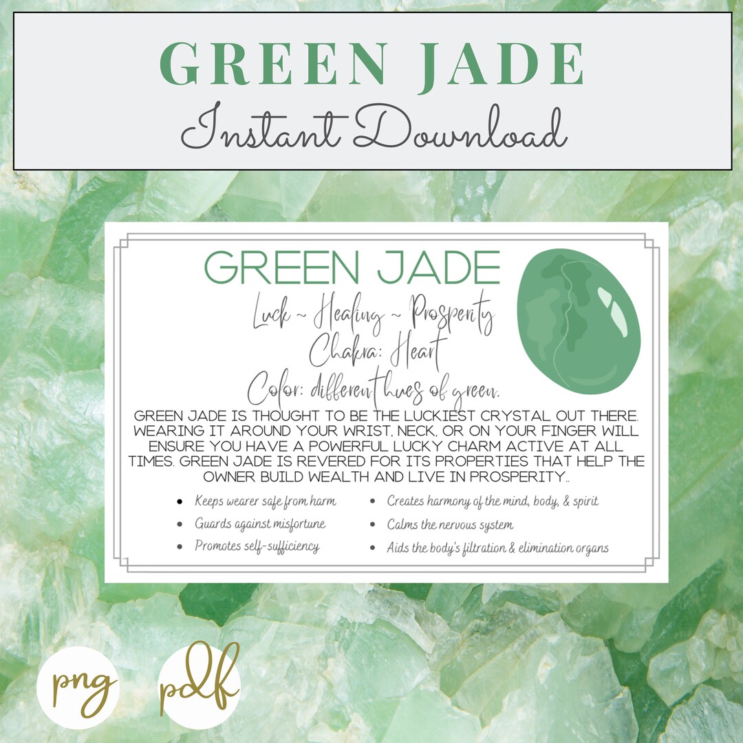 Green Jade Printable Cards Crystal Stone Meaning Etsy Finland