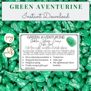 Green Aventurine Printable Cards - Crystal & Stone Meaning - Properties ...