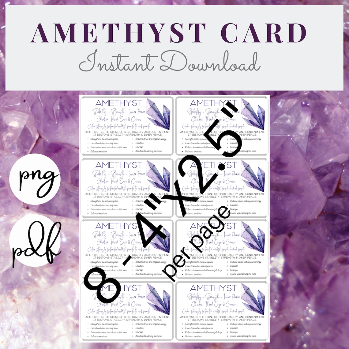 AMETHYST Printable Cards - Crystal & Stone Meaning - Properties ...