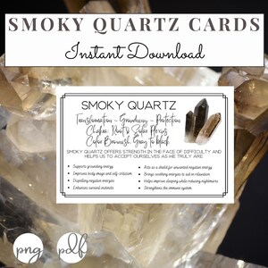 5 Quartz Crystals Stones Printable Cards Rose Quartz, Smoky Quartz ...
