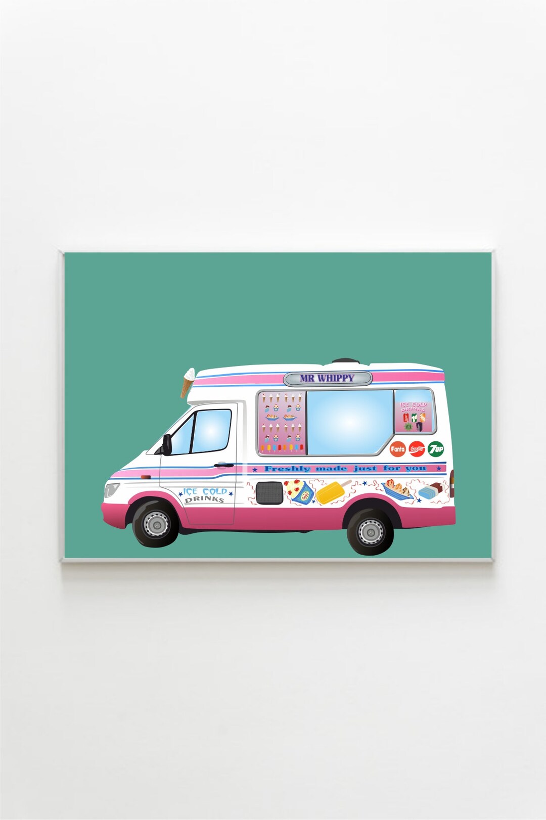 Ice Cream Van Illustration Print - Etsy
