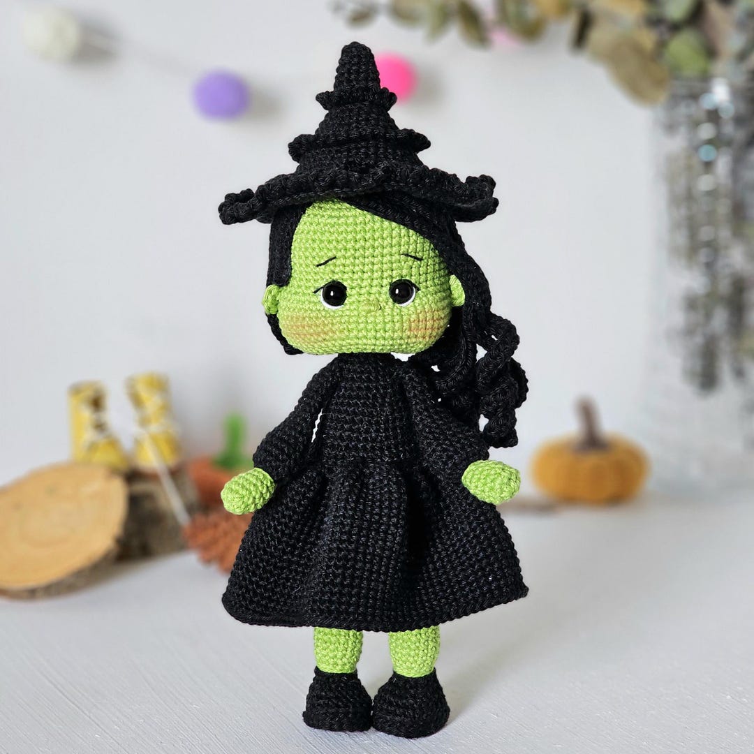 Amigurumi Wicked Witch Doll Crochet Pattern – Handmade Doll With Green ...