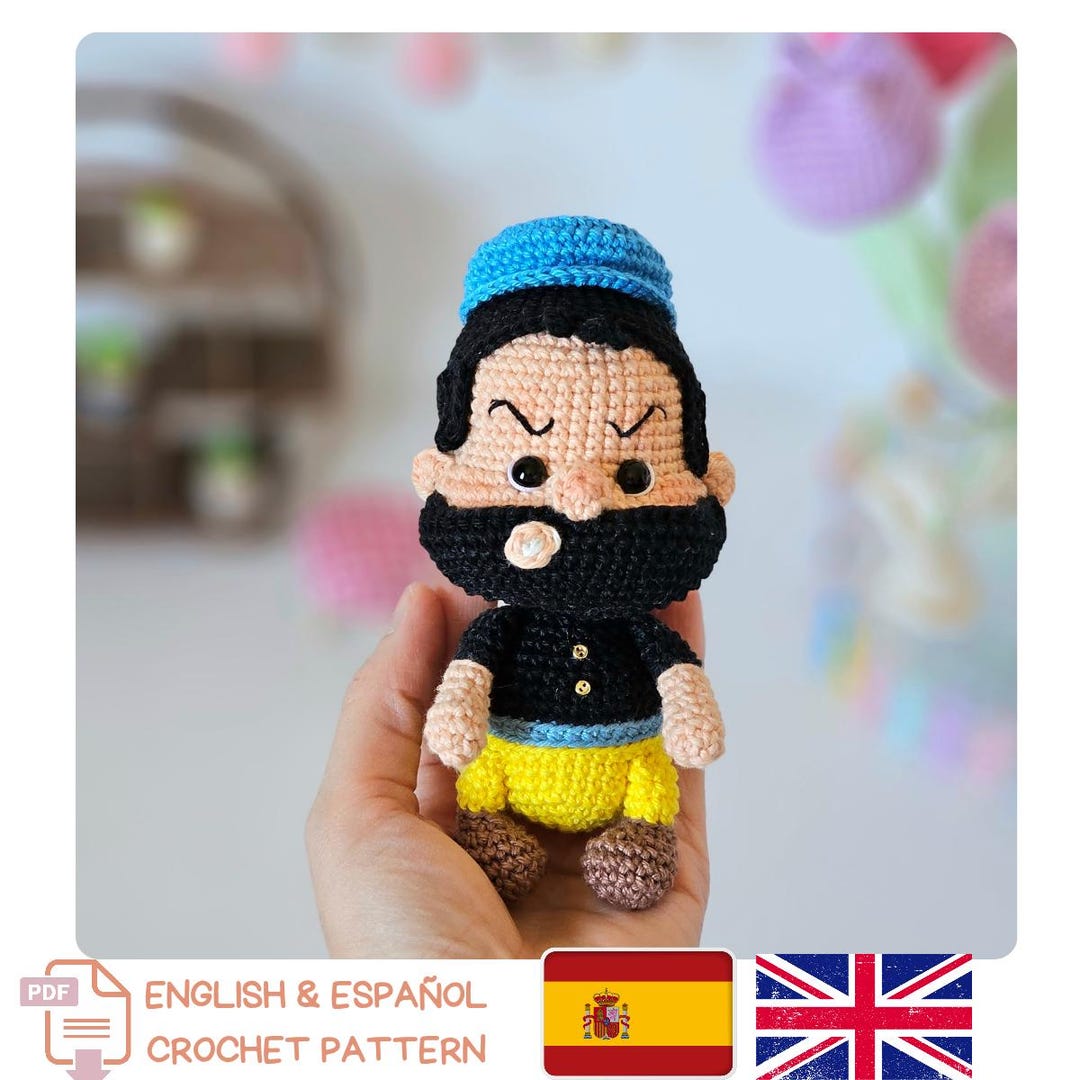 Amigurumi Popeye Doll Crochet Pattern – Charm, Keychain – English ...
