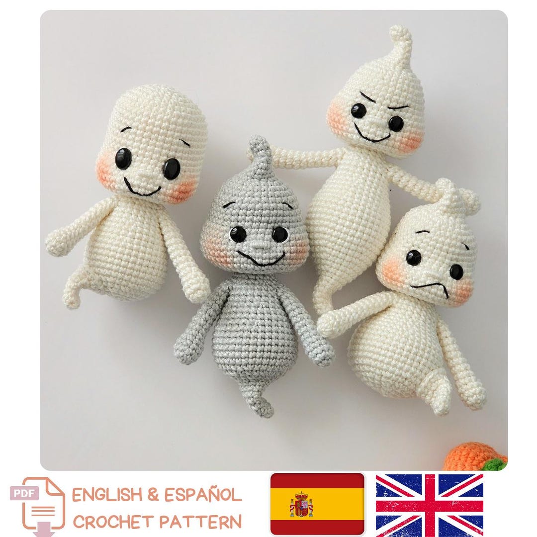 Amigurumi Casper Ghost Charm Crochet Pattern 4-in-1 – Mini Keychain ...