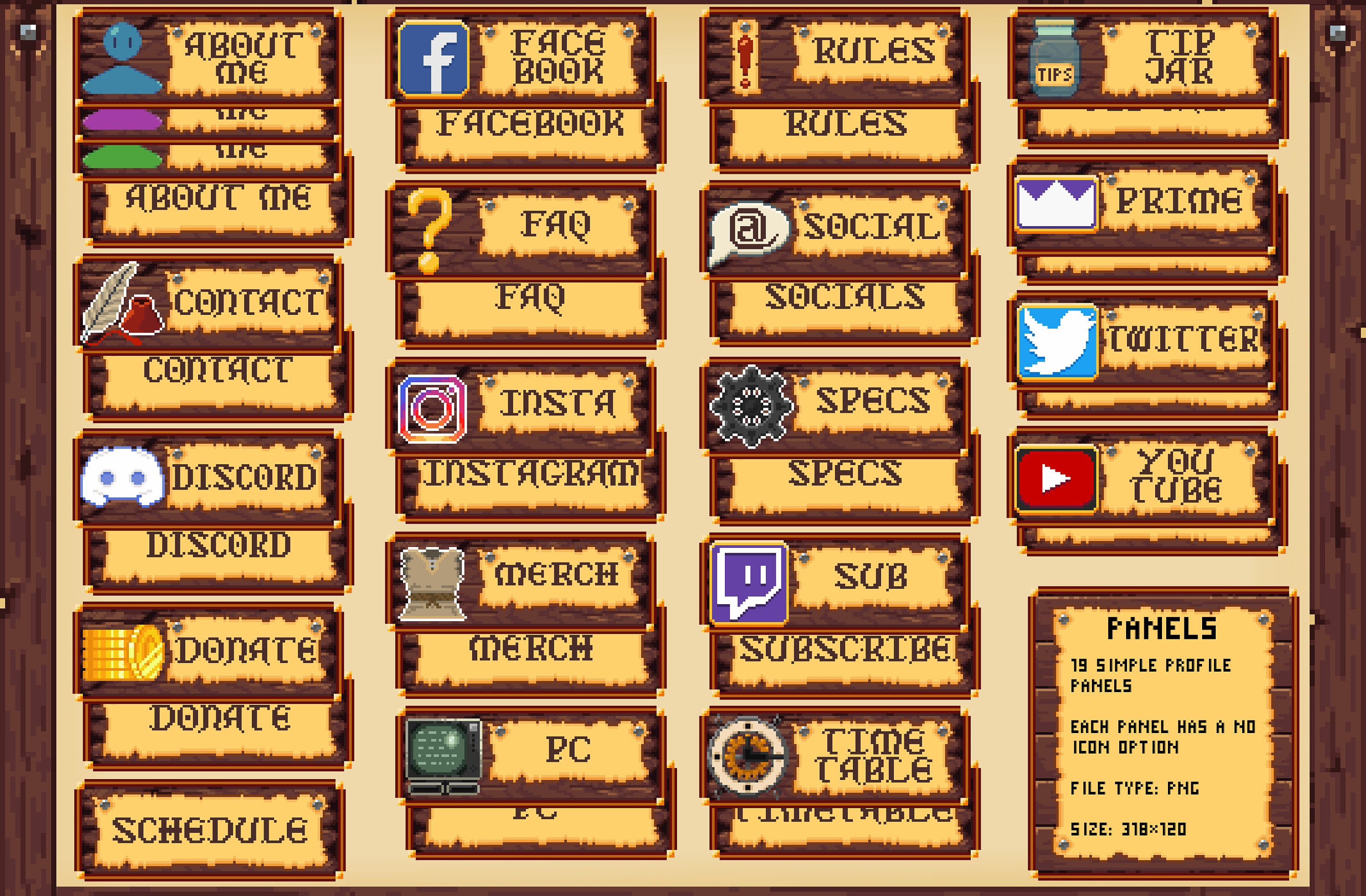 Twitch Overlays, Banners and Panels Package in a Medieval Pixel Art ...