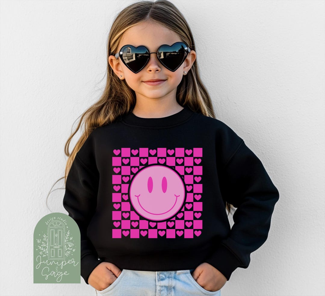 Youth Valentine Sweatshirt | Smiley Face Sweatshirt | Valentine ...