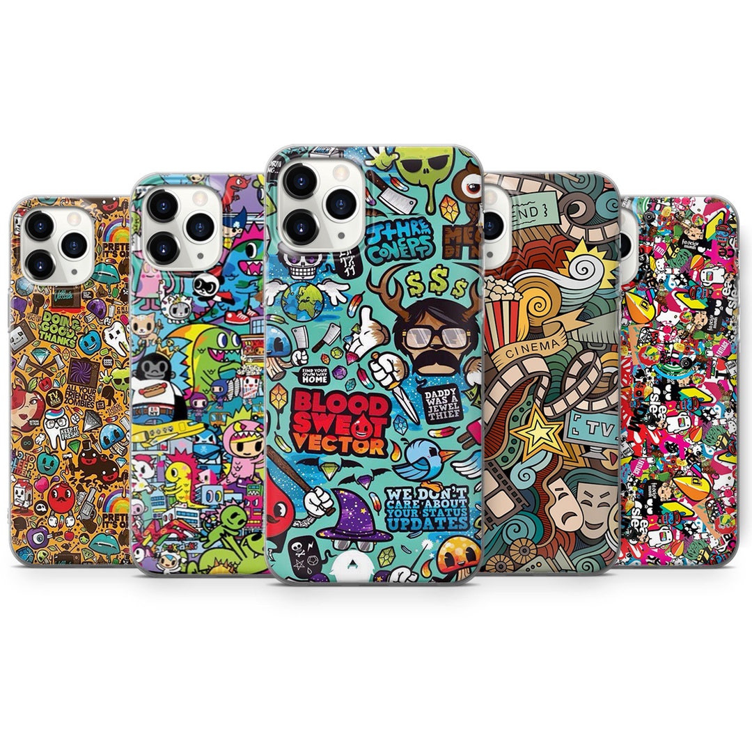 Doodle Phone Case Cover for iPhone 7, 8+, XS, XR, 11PRO & Samsung S10 ...