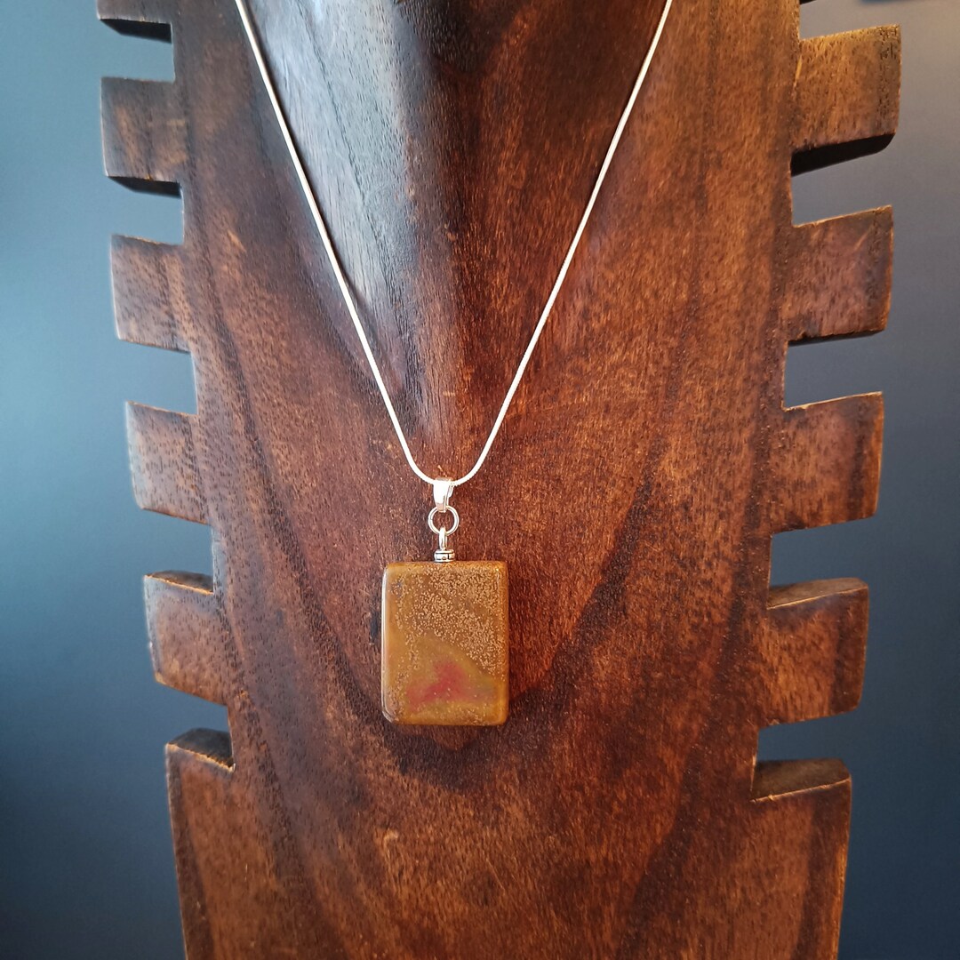 Large Box Shaped Jasper Stone Pendant Necklace Trölls of Iceland - Etsy