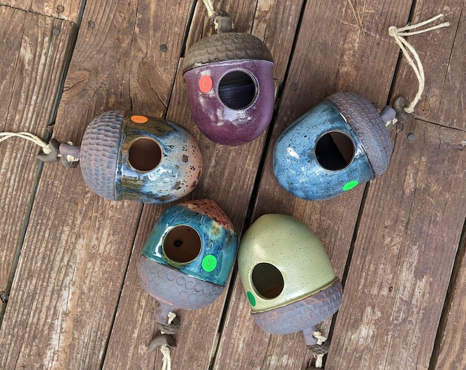 Colorful Ceramic Acorn Hanging Birdhouse/birdfeeder - Etsy