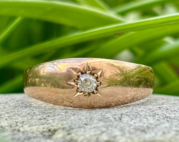 Antique Old Cut Diamond Gypsy Ring, Solitaire, Full British Assay Mark ...