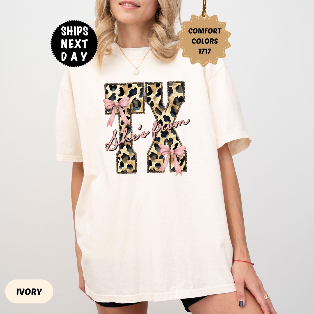 Comfort Colors Preppy Texas State Shirt, She's From TX Coquette T-shirt ...