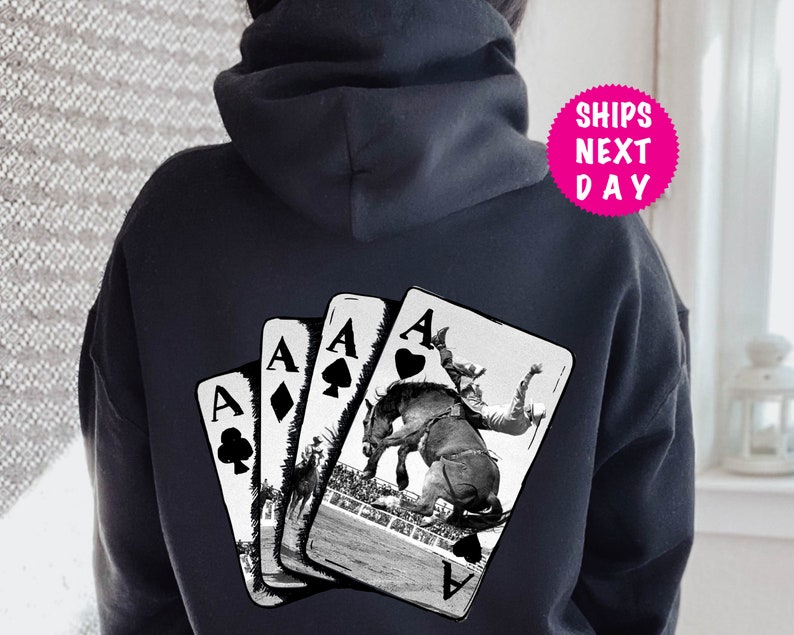 Ace Card Cowboy Hoodie, Playing Card Hoodie, Western Girl Sweatshirt ...