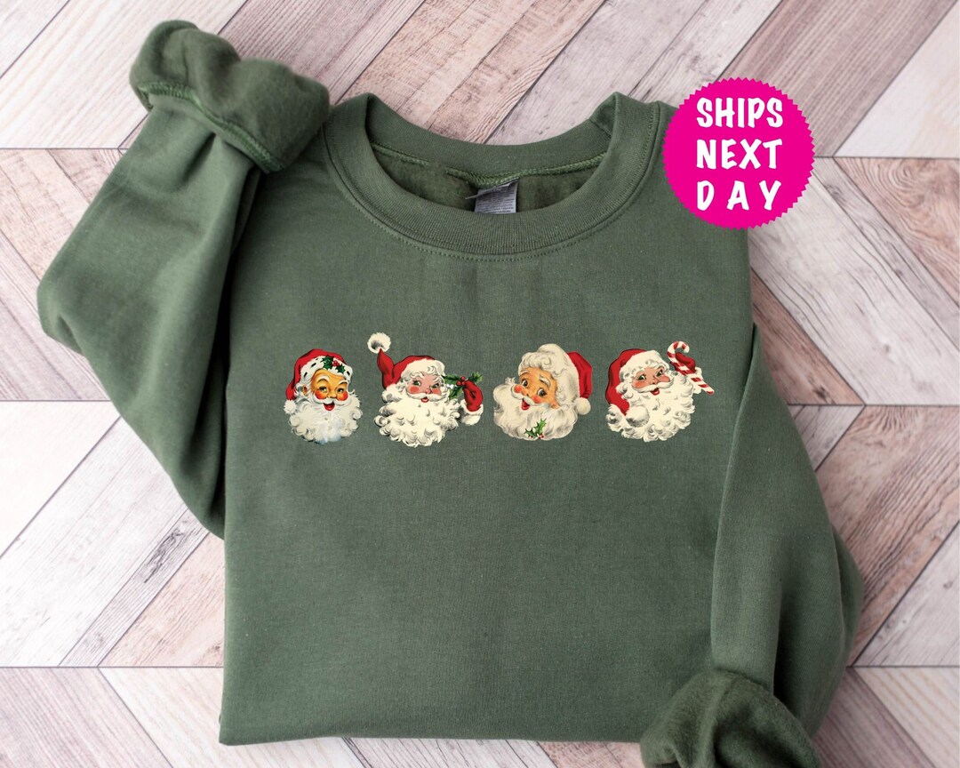 Retro Santa Sweatshirt: Cheerful Vintage Christmas Graphic - Etsy