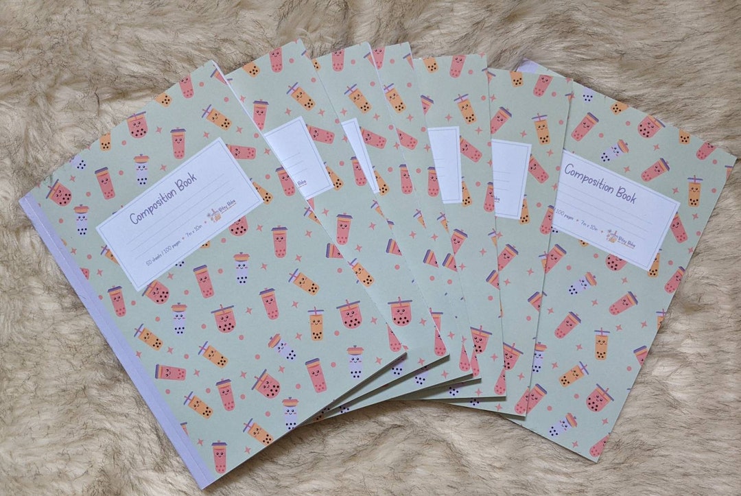 Boba Bubble Tea Composition Notebook Journal in Matcha Milk Tea Green W ...