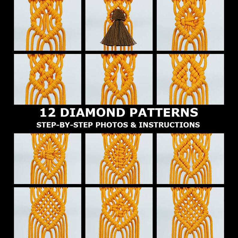 12 Macrame Diamond Patterns Guide PDF for Beginners/macrame - Etsy