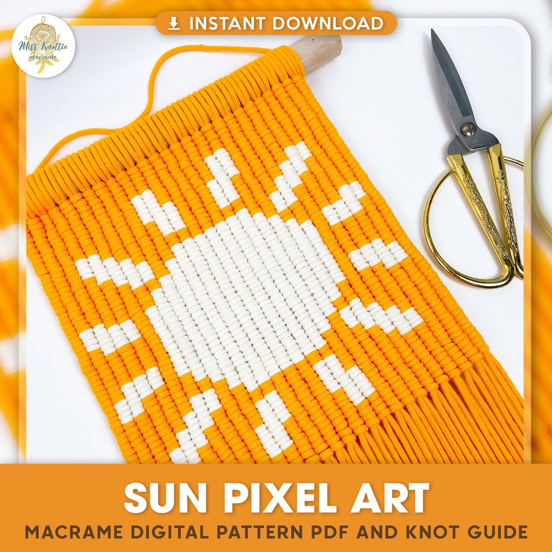 MACRAME PIXEL SUN Pattern / Macrame Pattern/ Macrame Guide / Macrame Tutorial / Wall Decor / How ...