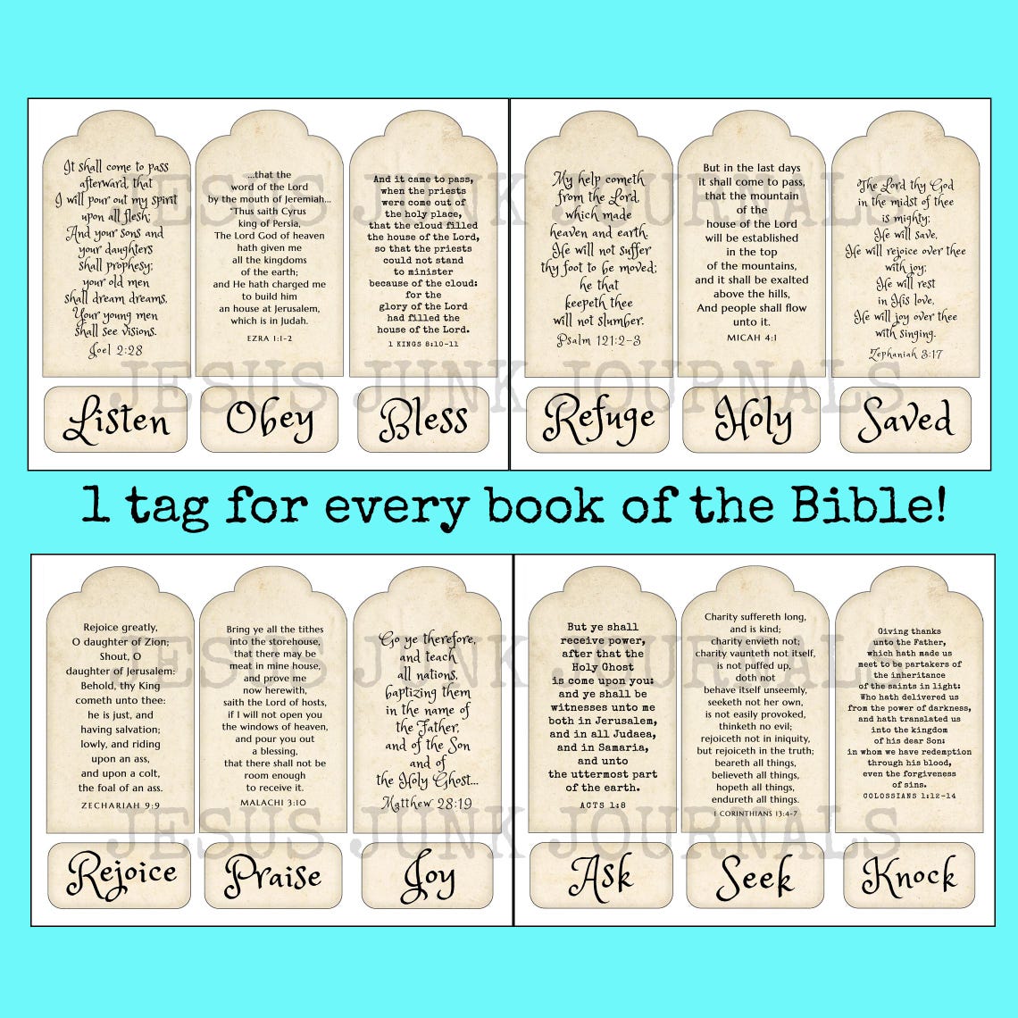 Books of the Bible Tags, KJV Version, 1 for Each Book of the Bible Plus ...