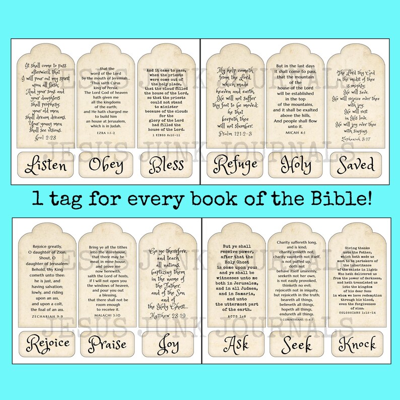 Books of the Bible Tags, KJV Version, 1 for Each Book of the Bible Plus ...