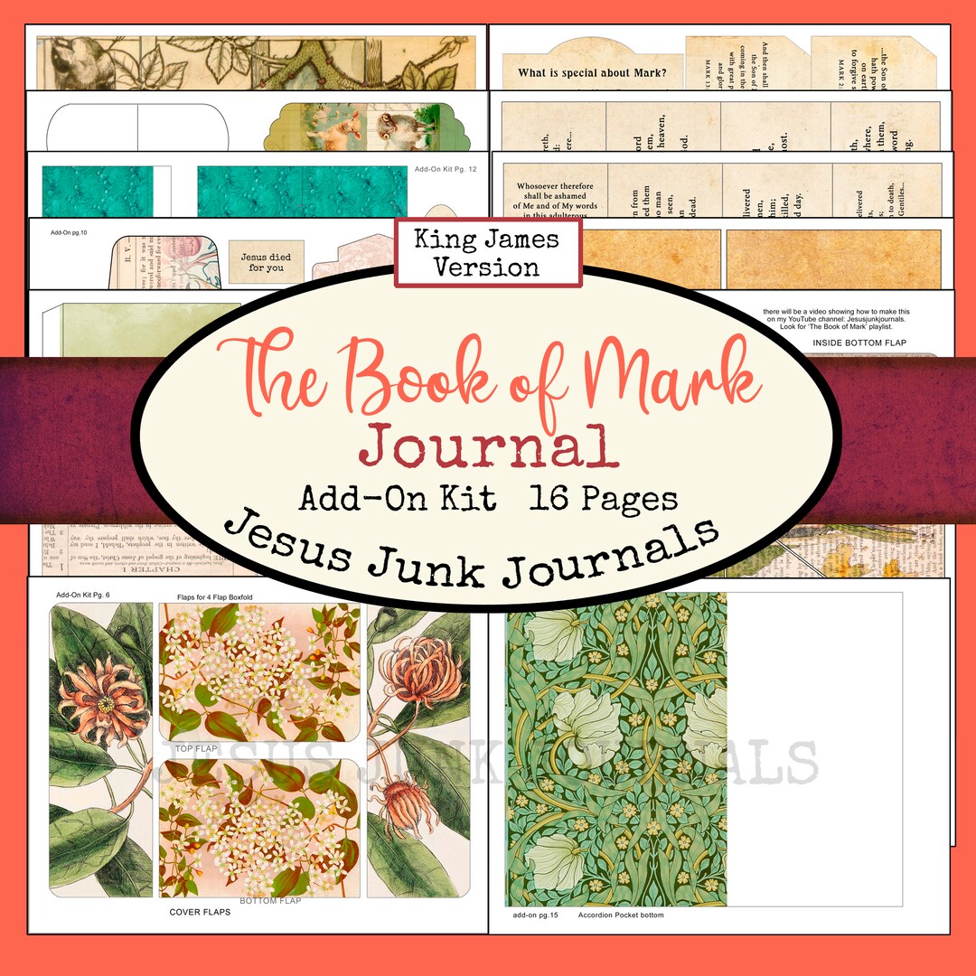 Book of Mark KJV Junk Journal Digital Add-on Kit, Bible Scriptures - Etsy