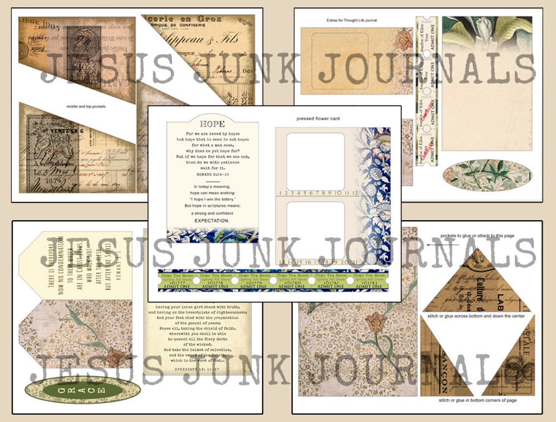 THOUGHT LIFE JOURNAL Add-on Kit, Jesus Junk Journals, Pam Sledd - Etsy