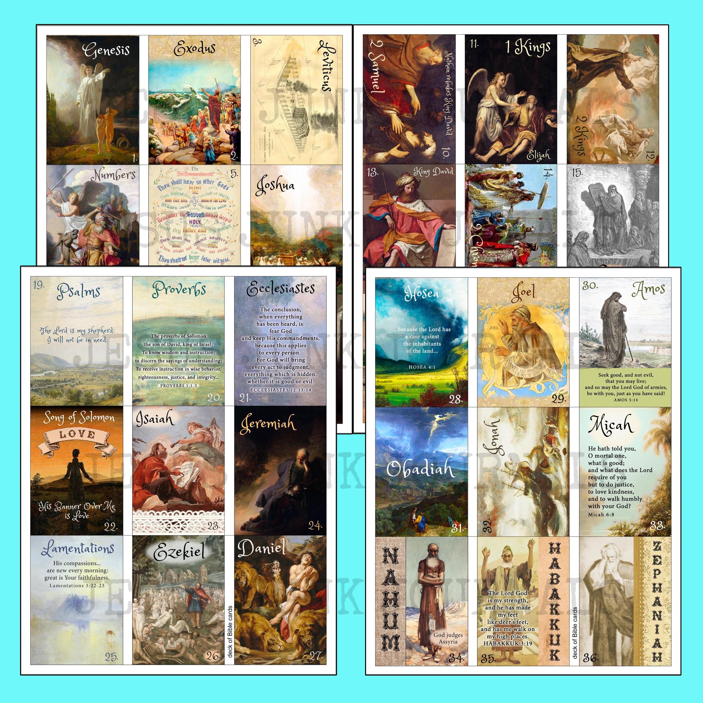 Books of the Bible Deck of Cards, 72 Cards, NAS Version, 8 Pages ...