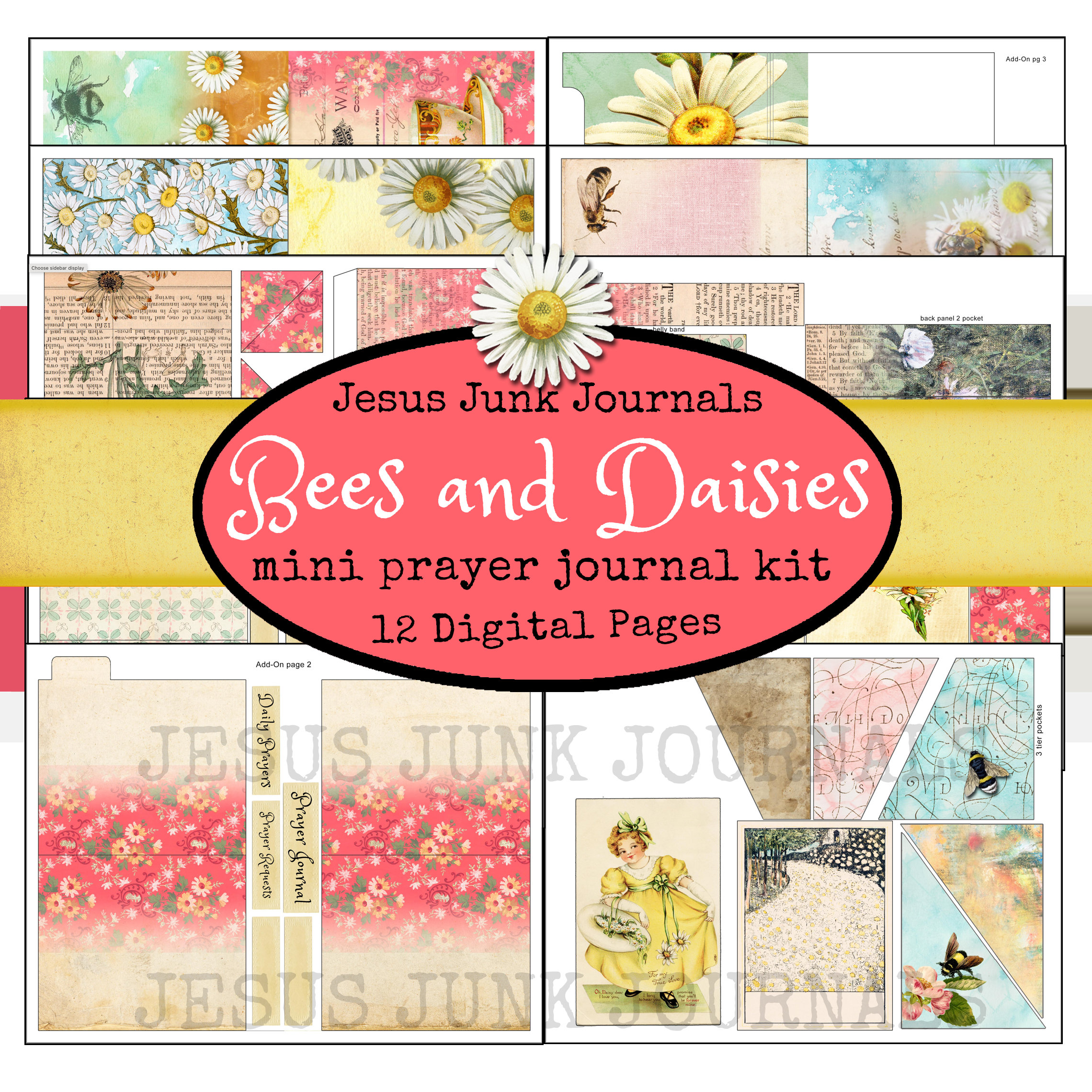 Bees and Daisies Mini Prayer Journal Digital Kit, Using File Folders - Etsy