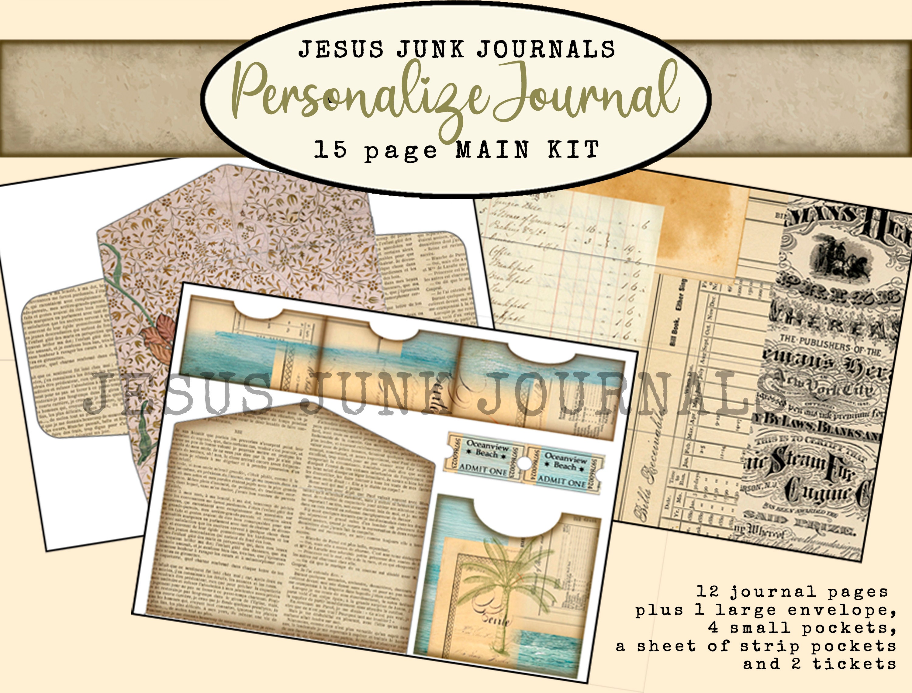 PERSONALIZE Junk Journal MAIN KIT, Jesusjunkjournals, Pam Sledd, Jesus ...