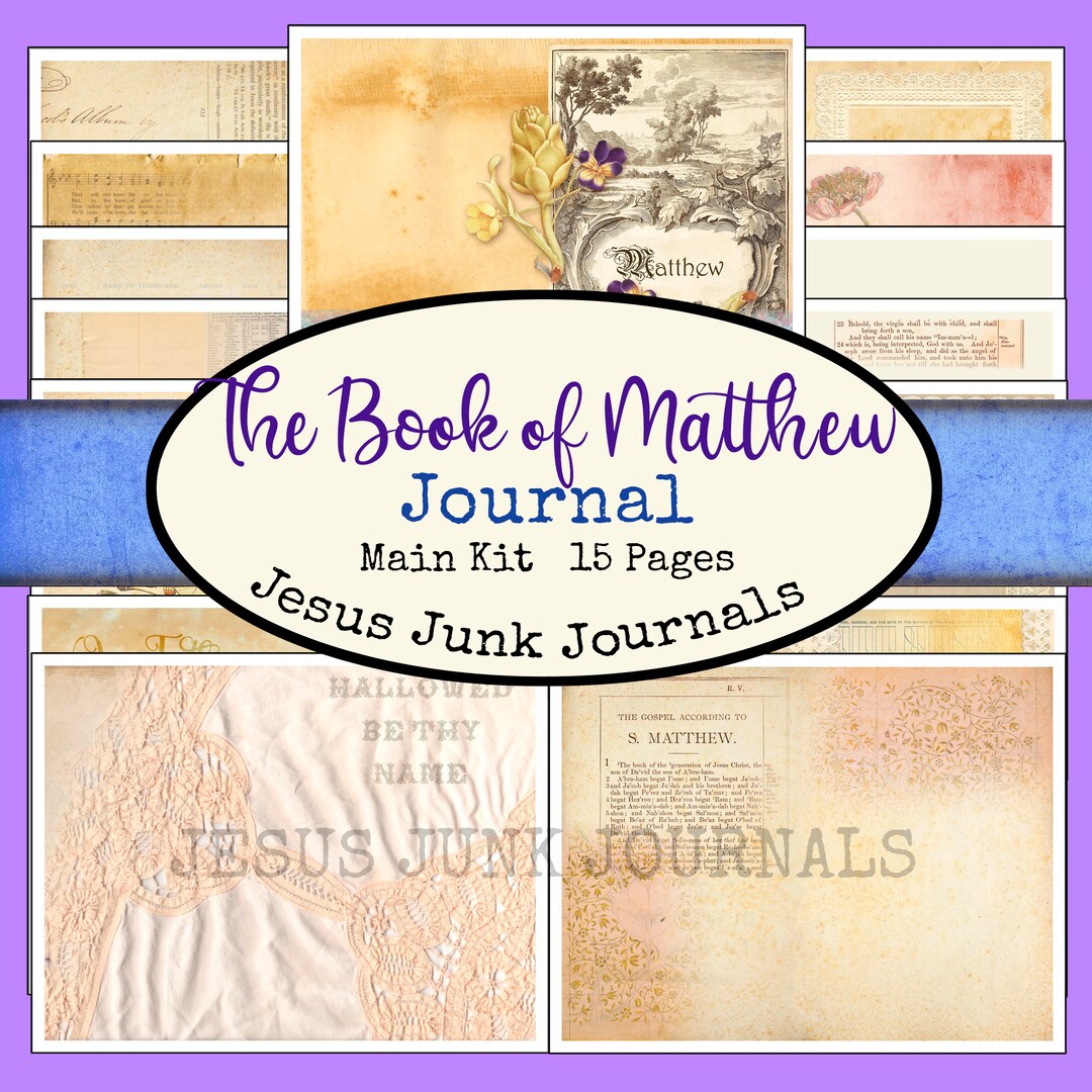 The Book of Matthew Junk Journal MAIN KIT, Bible Christian Scriptures ...