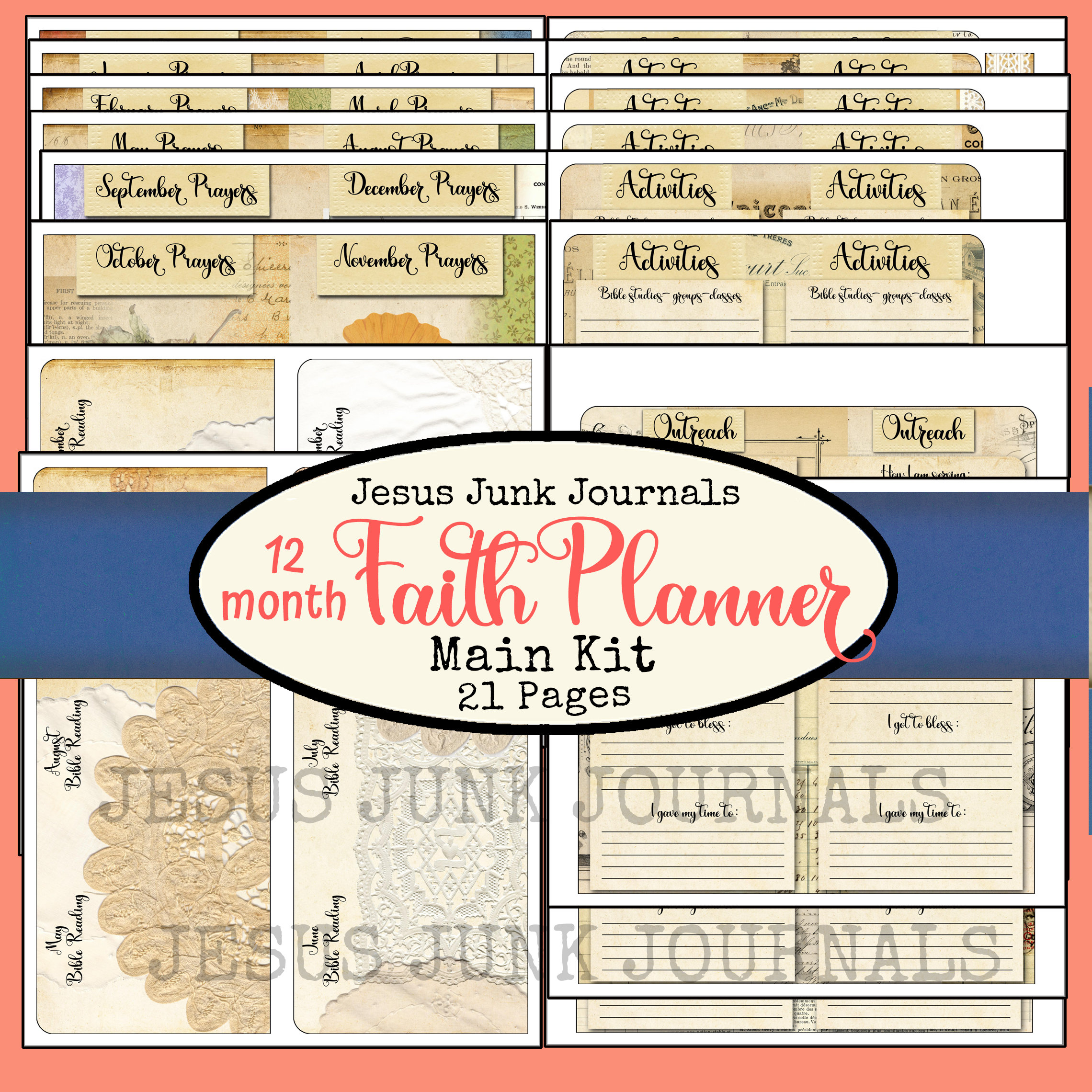 Faith Planner-main Kit, 12 Month Planner, Keep Yourself Spiritually On ...