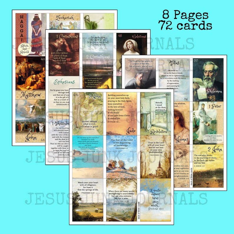 Books of the Bible Deck of Cards, 72 Cards, NAS Version, 8 Pages ...