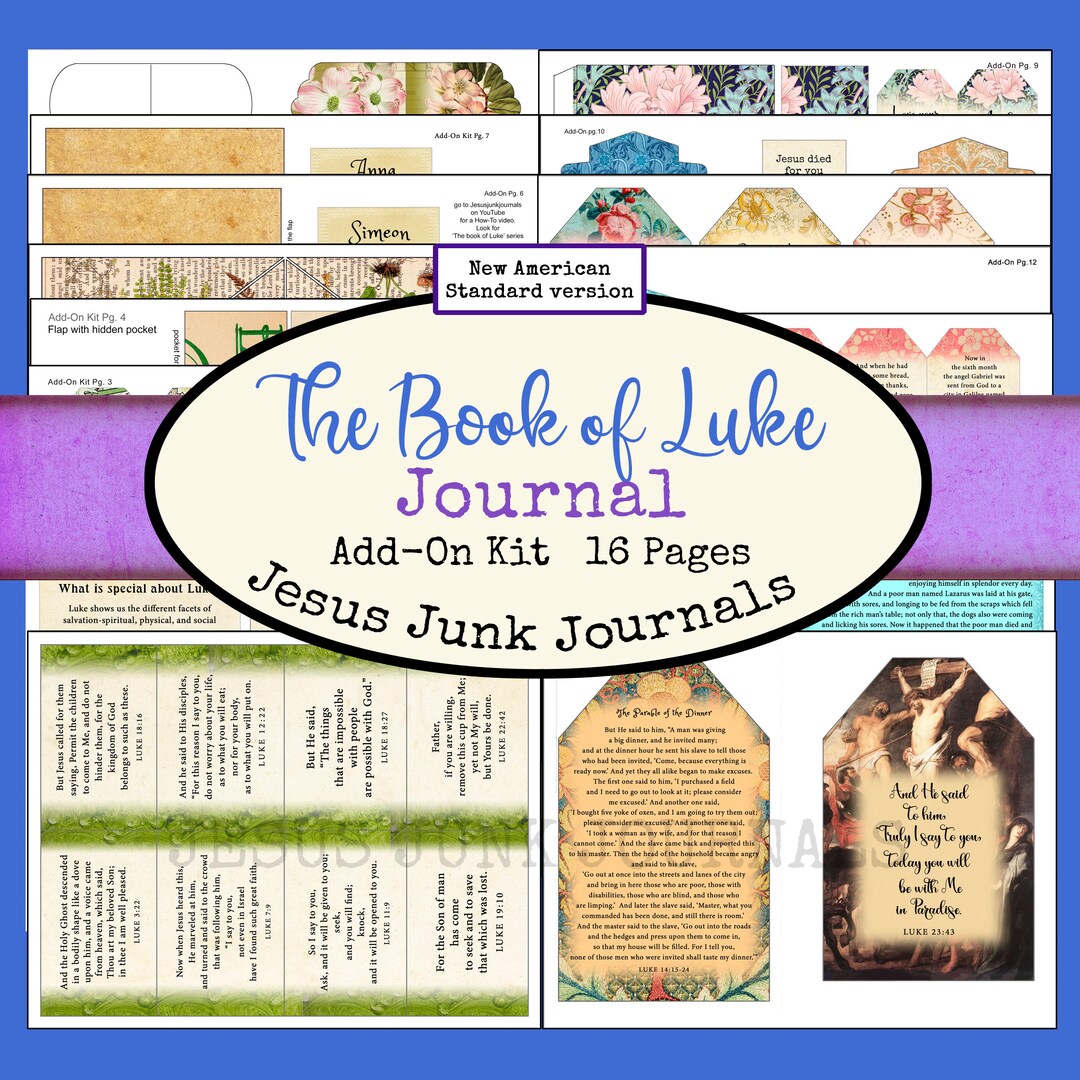 The Book of Luke Journal Add-on Kit, NAS Version, Junk Journal Digital ...