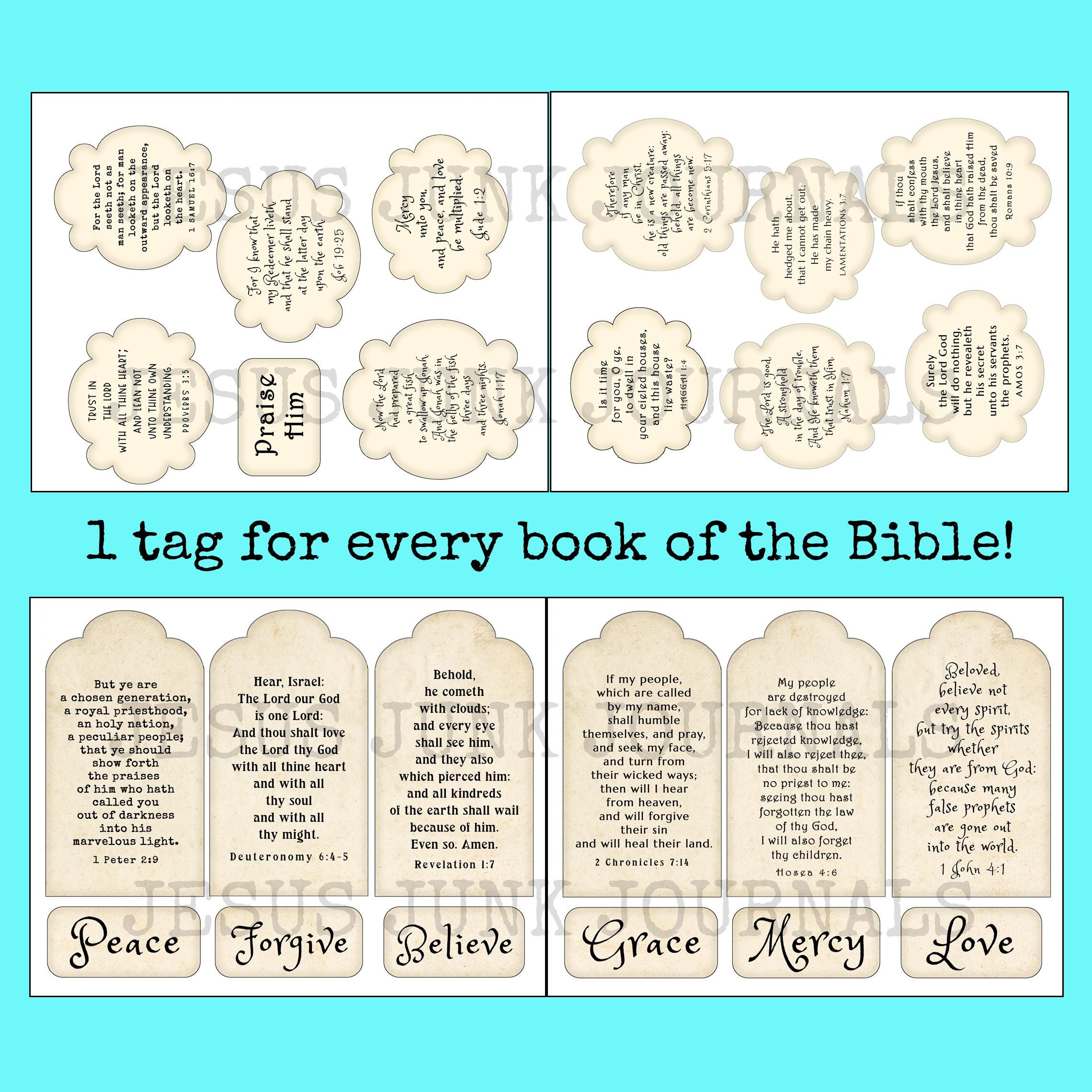Books of the Bible Tags, KJV Version, 1 for Each Book of the Bible Plus ...