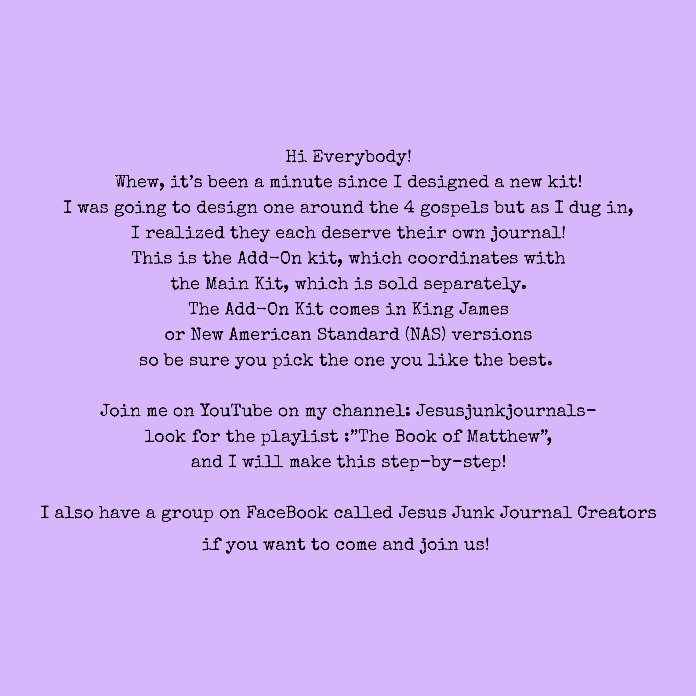 The Book of Matthew ADD-ON KIT, King James Version, Junk Journal ...