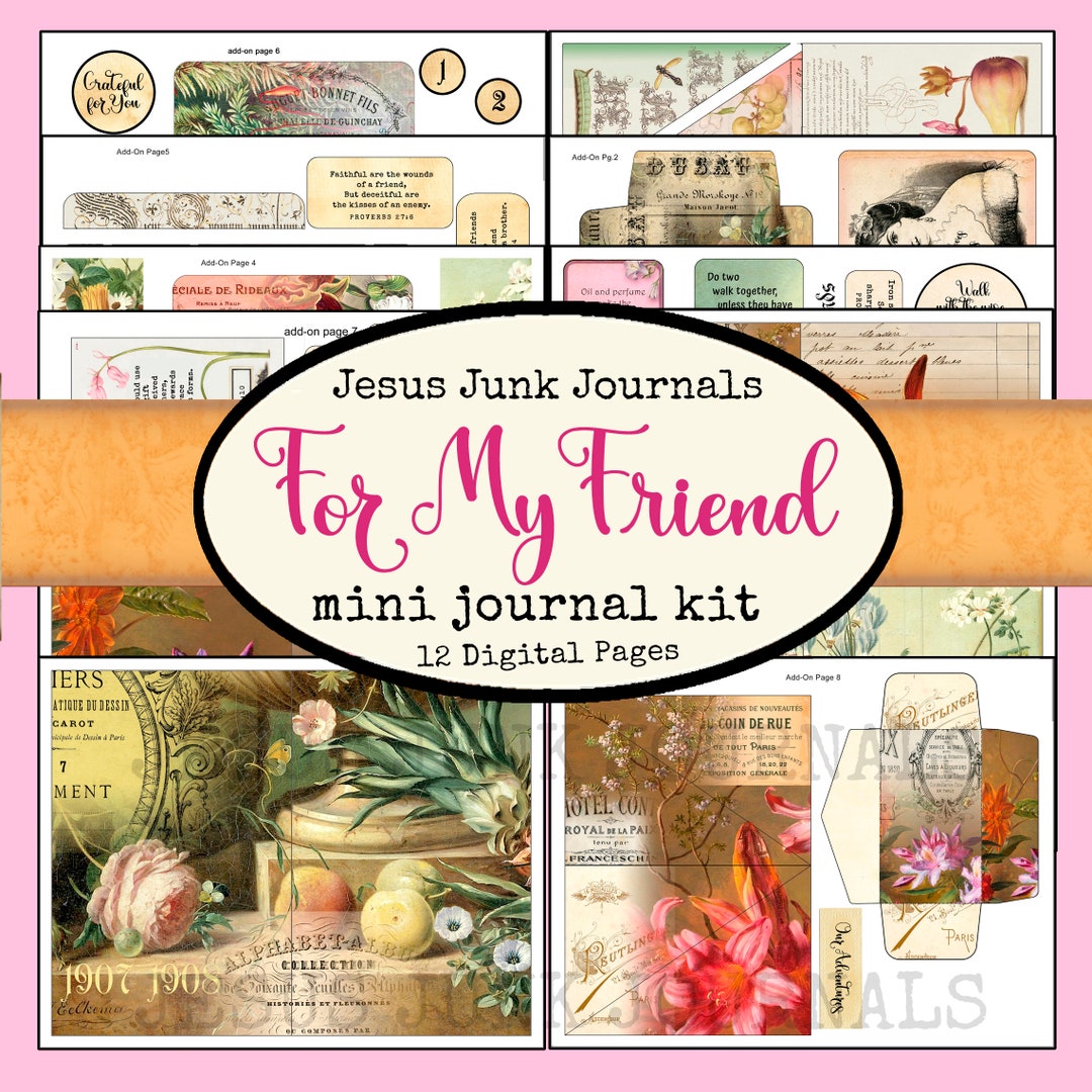 For My Friend Mini Journal Kit, Digital Junk Journal Kit - Etsy