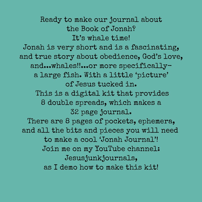 The Book of Jonah Mini-journal, Digital Junk Journal Kit, Christian ...