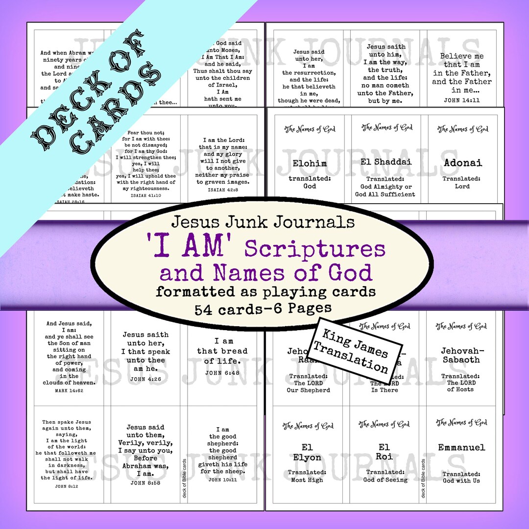 I AM Scriptures and the Names of God Deck of Cards, KJV, 54 Cards - Etsy