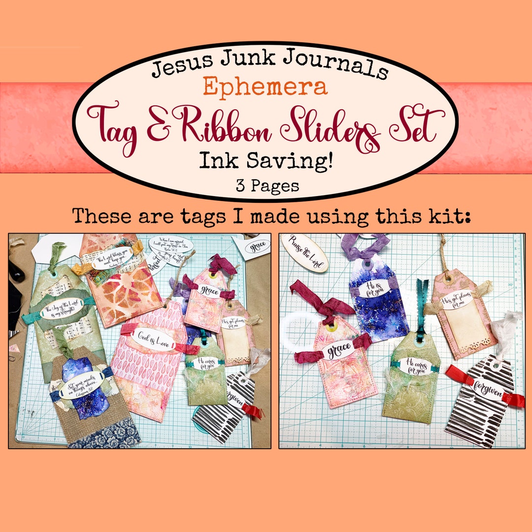 Tag Ribbon Sliders Set, 30 Messages, Ink-saving, Digital Download 3 ...