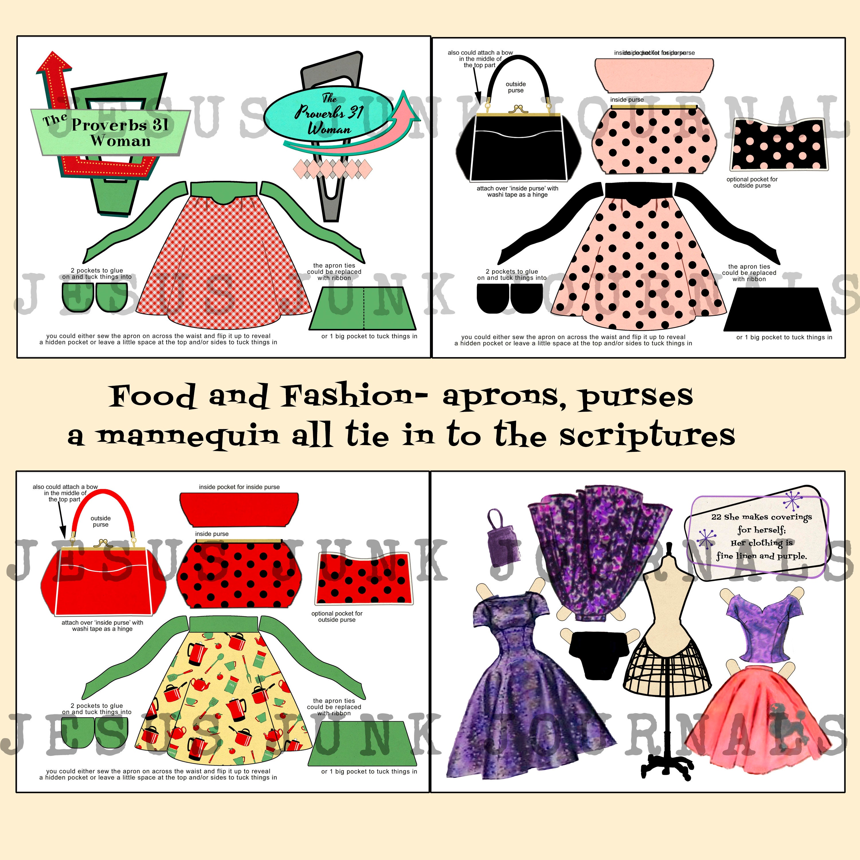 Proverbs 31 Woman Retro Style 21 Page Add-on Kit by Jesusjunkjournals ...