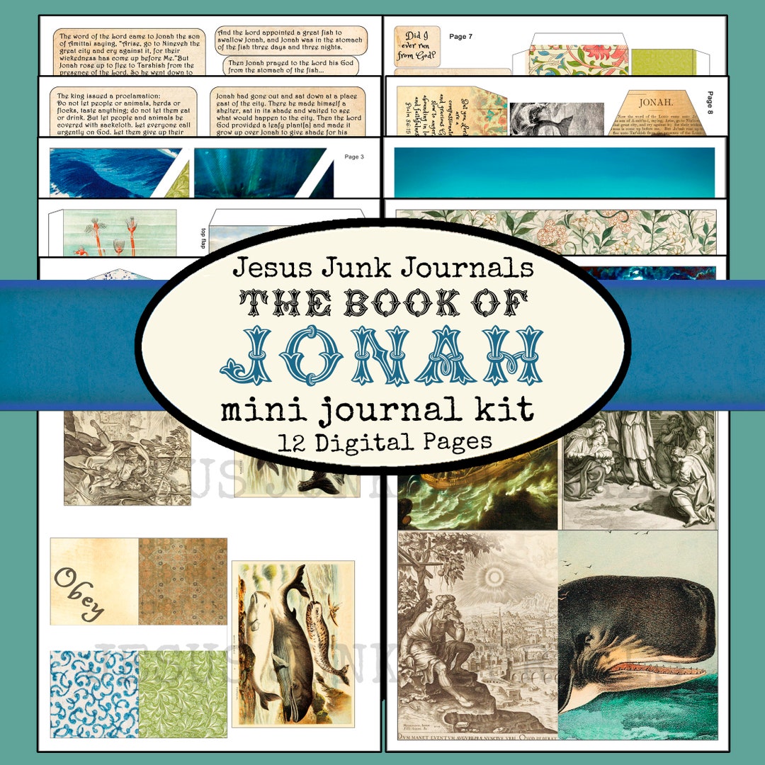 The Book of Jonah Mini-journal, Digital Junk Journal Kit, Christian ...